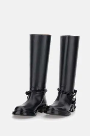 Bottega Veneta Leather Boots With Braided Strap Detail - Black