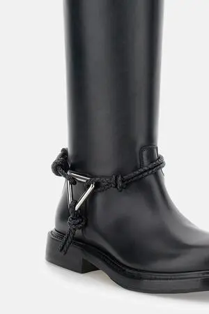 Bottega Veneta Leather Boots With Braided Strap Detail - Black