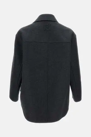 Fendi Double-breasted Oversized Wool Jacket - Blue