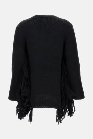 Comme Des Garçons Wool Cable Knit Sweater With Fringe Hem