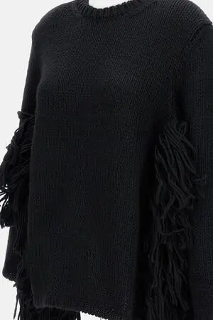 Comme Des Garçons Wool Cable Knit Sweater With Fringe Hem