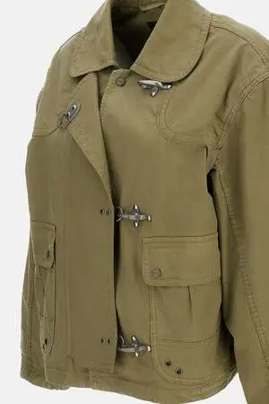 FAY Cotton Canvas Jacket With Hook Closure - Green