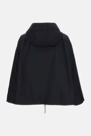 FAY Short Parka In Technical Poplin With Drawstring Hem - Blue