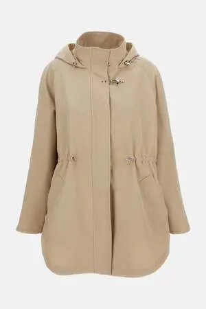 FAY Long Hooded Technical Cotton Parka - Beige