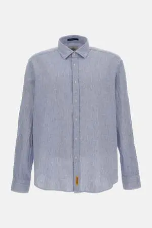 B.D.BAGGIES Bradford Shirt In Linen Blend - Sky Blue