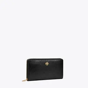 Tory Burch Charlie Quilted Zip Continental Wallet - Black