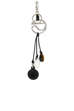 Coperni Stone And Leather Keychain - Black
