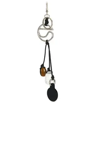 Coperni Stone And Leather Keychain - Black