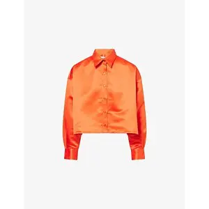 THE FRANKIE SHOP Arlen Boxy Satin Shirt - Red