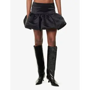 GANNI Flared Satin Mini Skirt