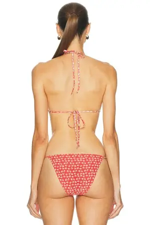 Solid & Striped The Ines Bikini Top In Red - Shell Print