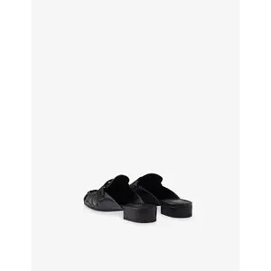 Prada Ruched Leather Mules - Black