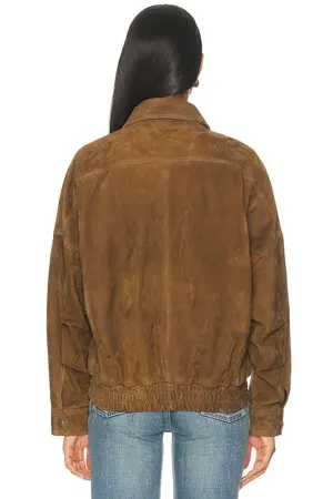 Nour Hammour Suede Zip-up Jacket - Bark