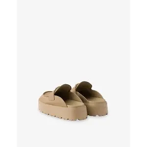 Prada Nubuck Flatform Mules - Neutral