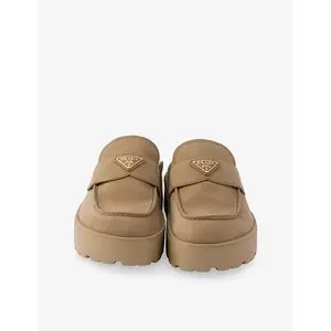 Prada Nubuck Flatform Mules - Neutral