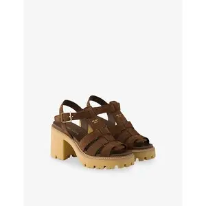 Prada Suede Heeled Platform Sandals - Brown