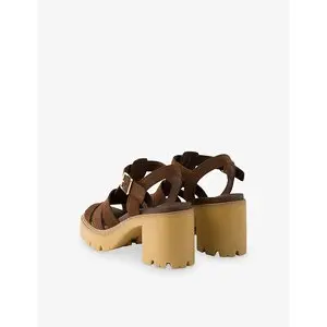 Prada Suede Heeled Platform Sandals - Brown