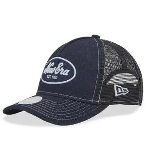 New Era 9forty Adjustable Trucker Cap With Embroidered Branding - Navy