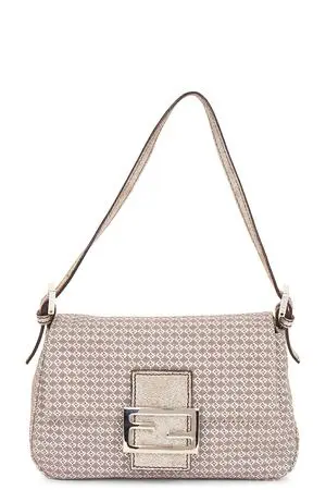 Fendi Mini Mama Baguette Shoulder Bag In Metallic - Silver