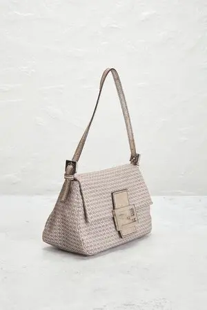 Fendi Mini Mama Baguette Shoulder Bag In Metallic - Silver