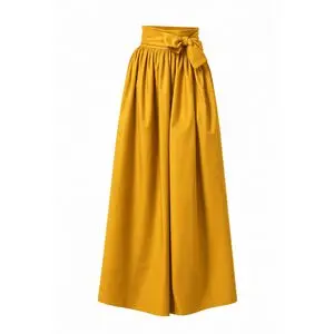 NIKKA PLACE High-waisted Flared Maxi Skirt With Bow Detail - Yellow