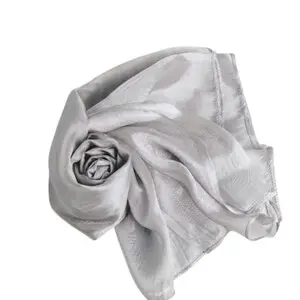 SILK AND BEARS Grey Habotai Silk Scarf – Wedding Silk Shawl Wrap - Silver