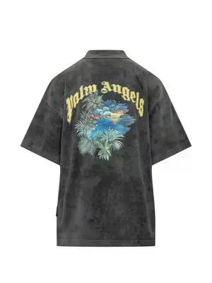 Palm Angels Palm-print Acid-wash T-shirt
