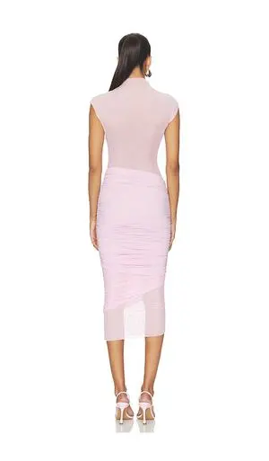 SEROYA Tabitha Ruched Midi Dress - Pink