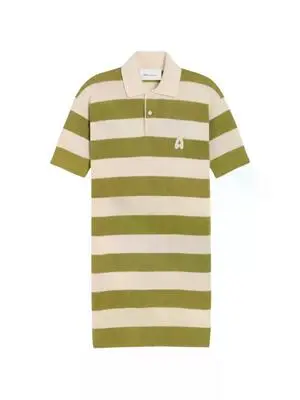 AMI Paris De Coeur Striped Polo Mini Dress