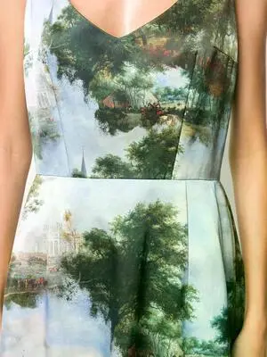 Comme Des Garçons Landscape Print A-line Dress
