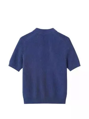 GRAN SASSO Ribbed-knit Short-sleeve Polo Shirt - Blue