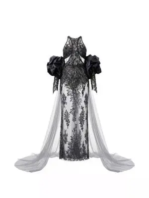 GATTINOLLI BY MARWAN Embellished Gown With Ruffled Sleeves
