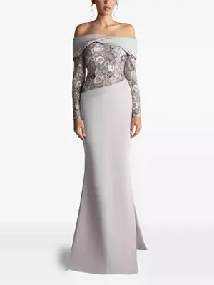 GATTINOLLI BY MARWAN Off-shoulder Embroidered Gown