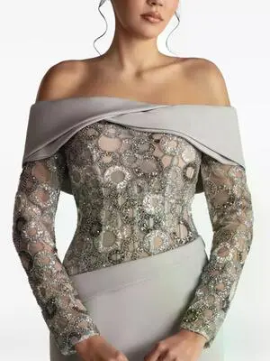 GATTINOLLI BY MARWAN Off-shoulder Embroidered Gown
