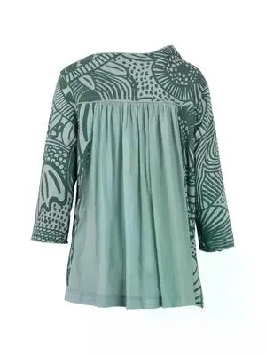 Black Label Abstract Print Gathered Back Blouse