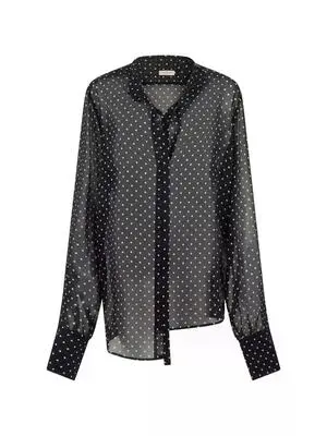 THE MANNEI Polka-dot Asymmetric Blouse