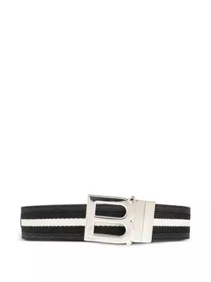 Bally Logo Plaque Striped Belt