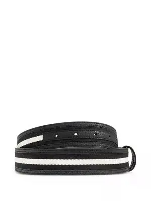 Bally Logo Plaque Striped Belt