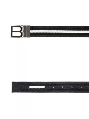 Bally Logo Plaque Striped Belt