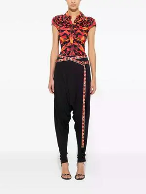Emilio Pucci Flowy Viscose Jersey Pants With Printed Belt