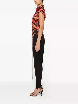 Emilio Pucci Flowy Viscose Jersey Pants With Printed Belt