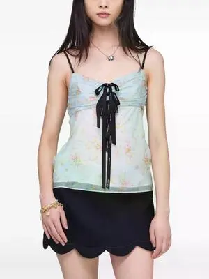 Marc Jacobs Blurred Floral Bow Top - Blue