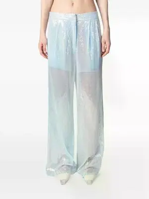 TWENTY FOURHAITCH Sequin Embellished Satin Detail Trousers