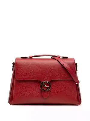 Gucci Medium Dollar Calf Interlocking G Satchel - Red