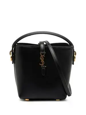 Saint Laurent Shiny Calfskin Le 37 Bucket Bag Satchel - Black