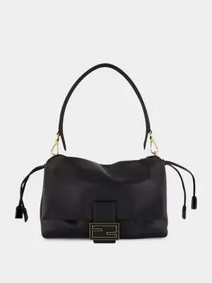Fendi Mamma Baguette Medium Bag In Nappa Leather - Black