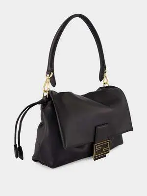 Fendi Mamma Baguette Medium Bag In Nappa Leather - Black