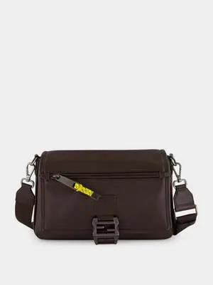 Fendi Chocolate Calfskin Leather Flux Messenger Bag - Brown