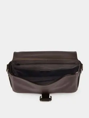Fendi Chocolate Calfskin Leather Flux Messenger Bag - Brown