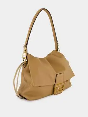 Fendi Mamma Baguette Medium Bag In Nappa Leather - Beige